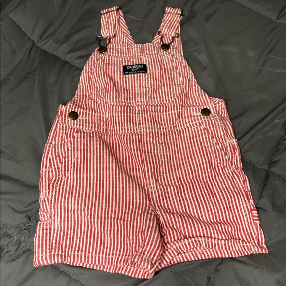 OshKosh B'gosh | One Pieces | Red And White Striped Shortalls And Blue ...